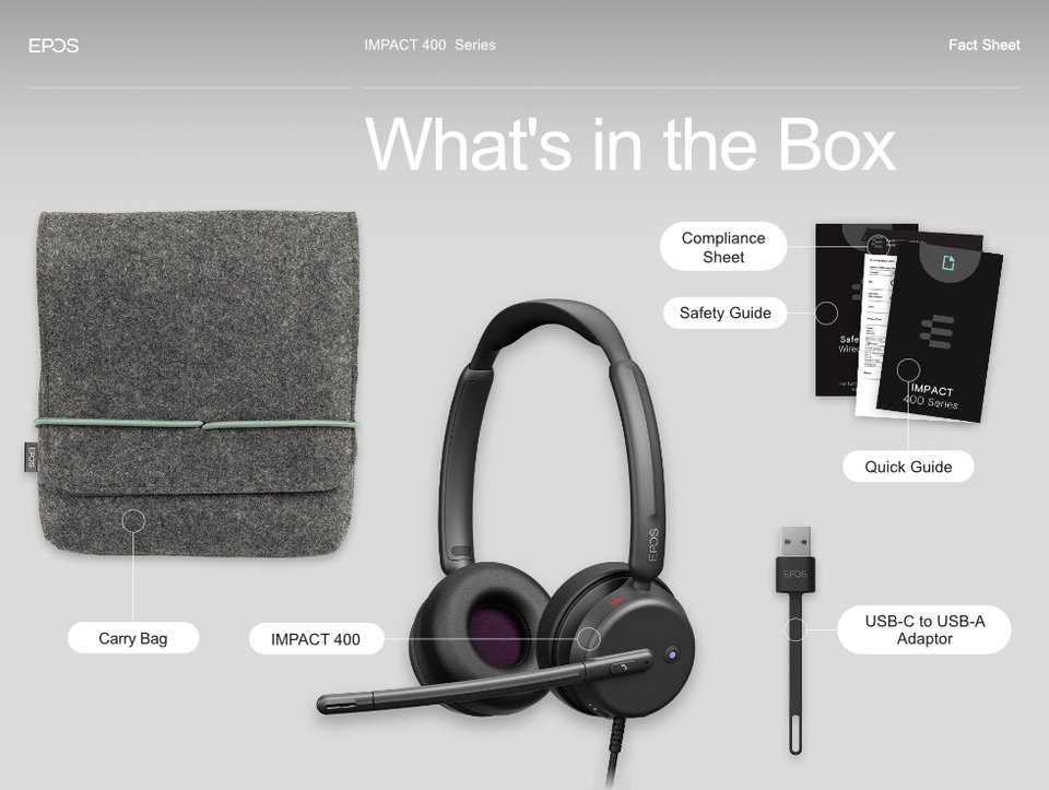 EPOS Impact 460 Wired USB-A/USB-C Stereo Headset | Computer Alliance