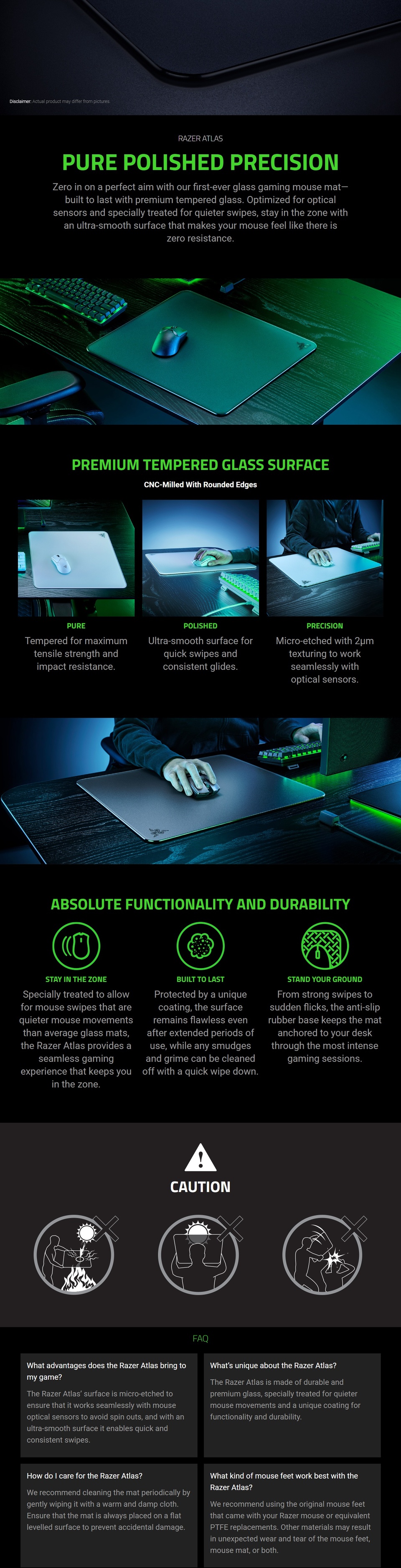 Razer Atlas Tempered Glass Gaming Mouse Pad Black RZ02-04890100 | CA