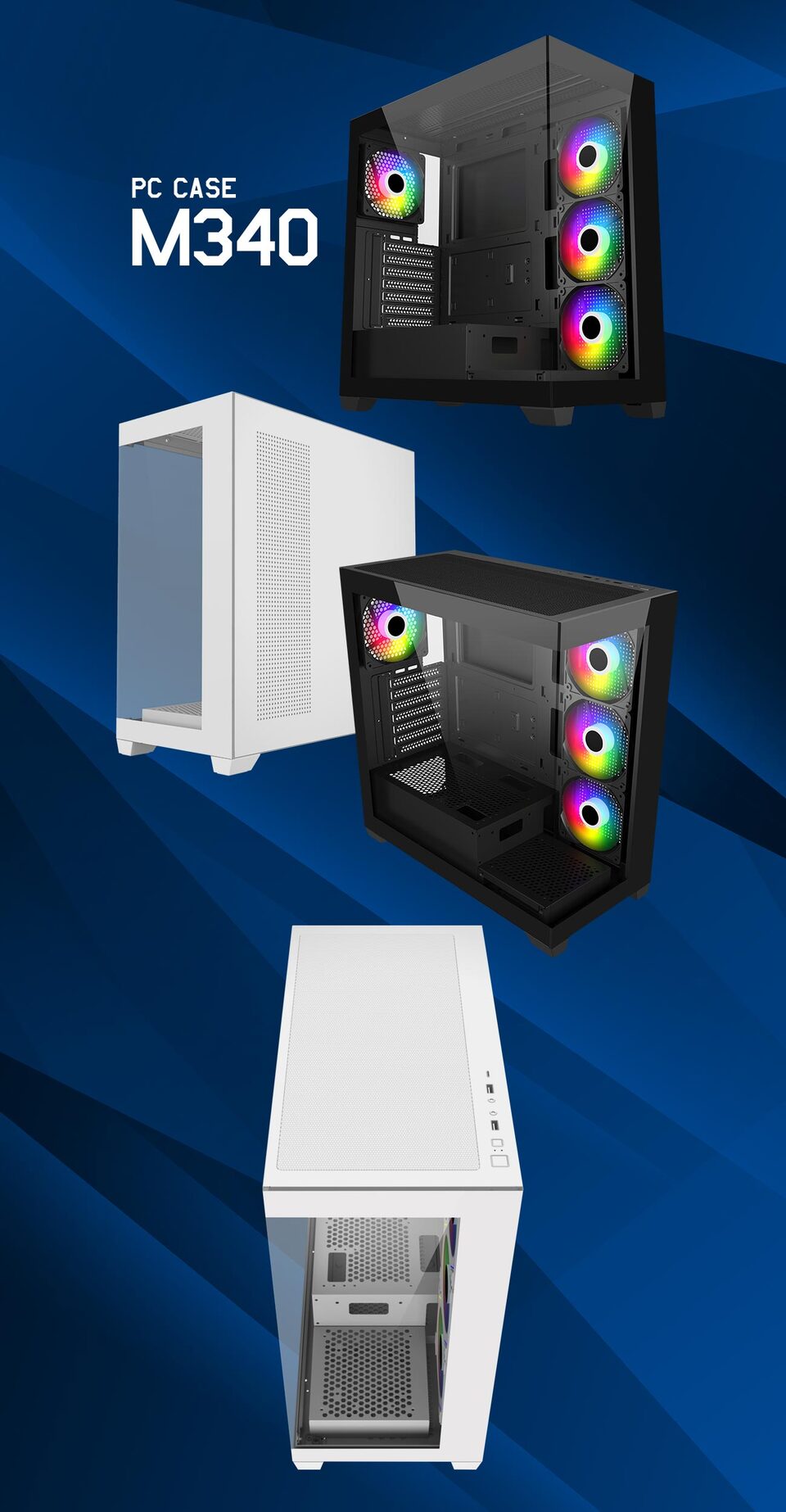 FSP M340 ATX Mid-Tower TG Case White | Computer Alliance