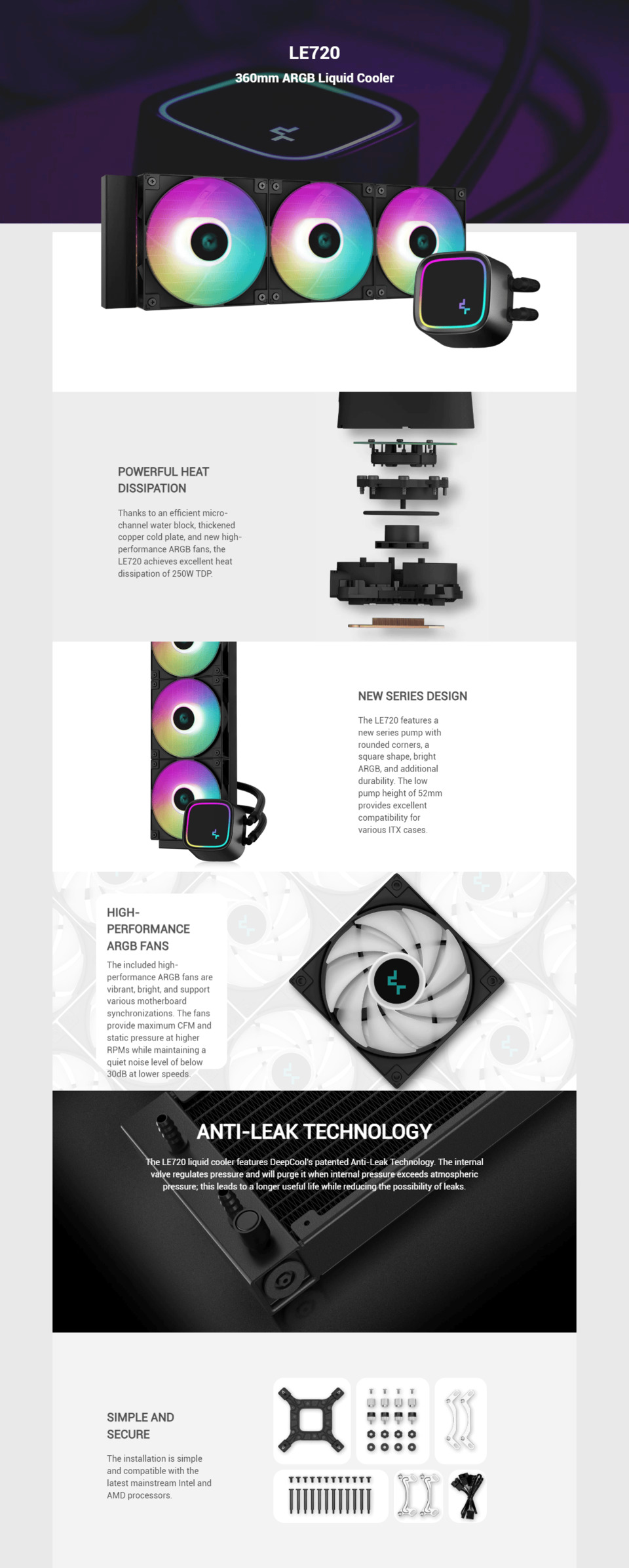 Deepcool LE720 360mm R-LE720-BKAMMN-G-1 ARGB Liquid Cooler | CA