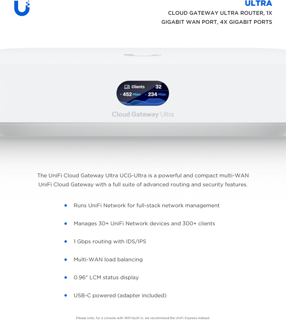 Ubiquiti UCG-Ultra Cloud Gateway Ultra Gigabit Router | Computer Alliance