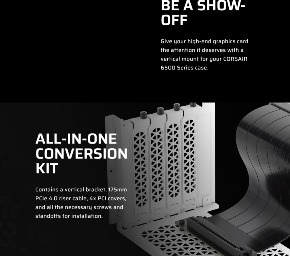 6500 Series Vertical GPU Mount Kit Black | Computer Alliance