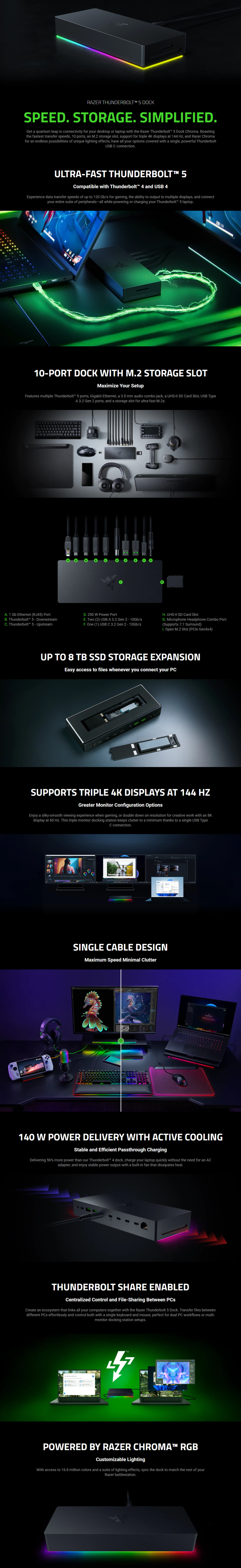 10 Port Razer Thunderbolt 5 Chroma Laptop Dock White | Computer Alliance