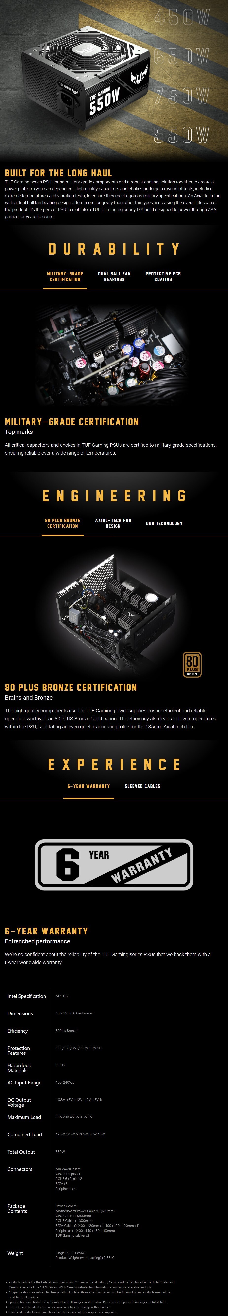 750 Watt ASUS TUF Gaming Bronze Power Supply TUF-GAMING-750B | CA