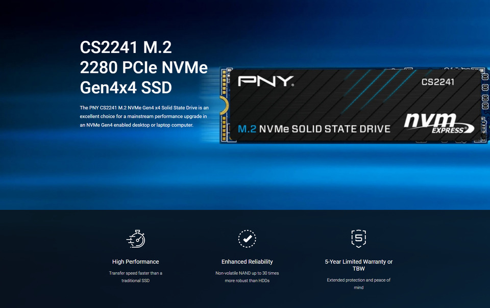 1TB PNY CS2241 NVMe PCIe SSD M280CS2241-1TB-CL | Computer Alliance
