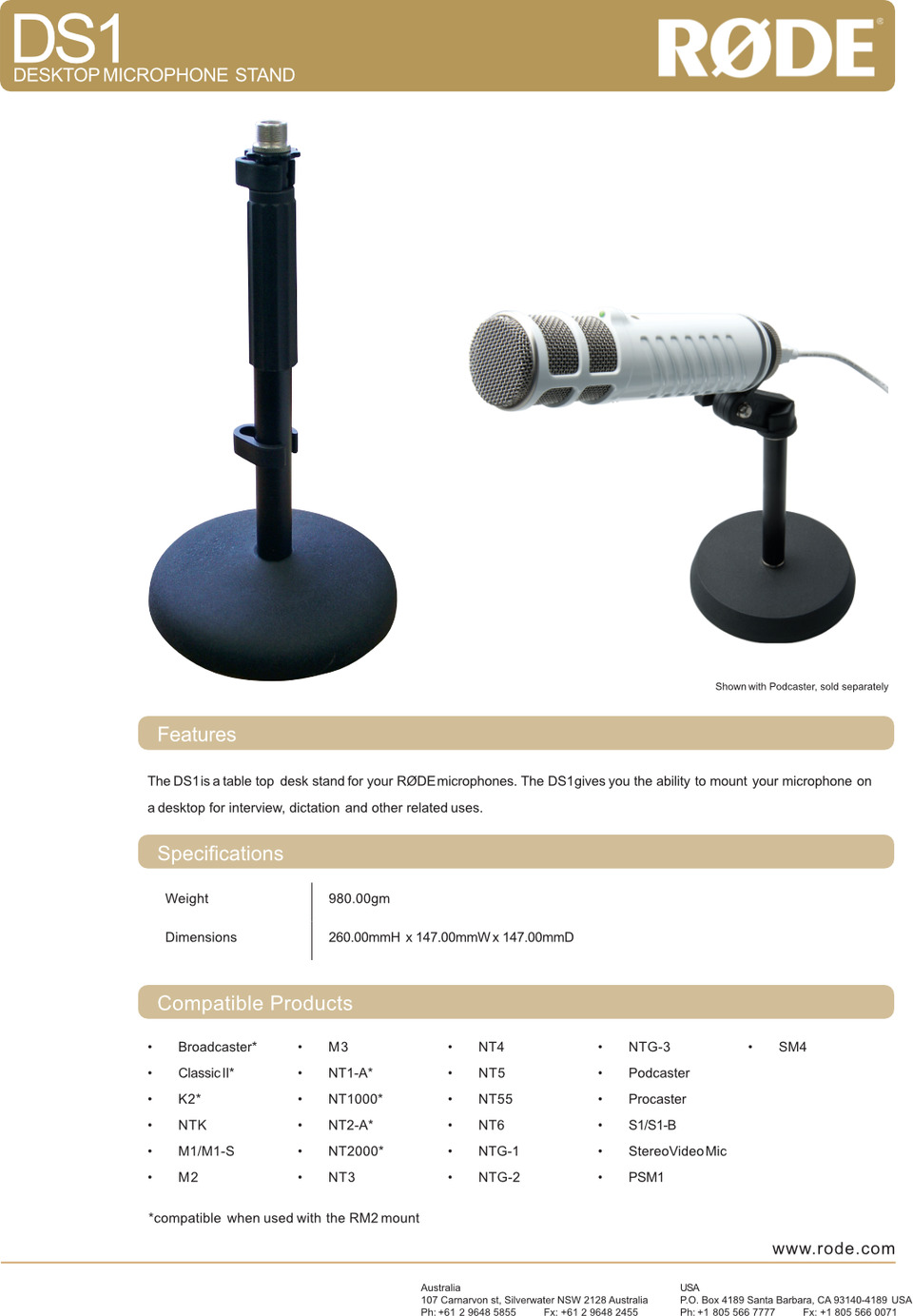 RODE DS1 Desktop Microphone Stand | Computer Alliance