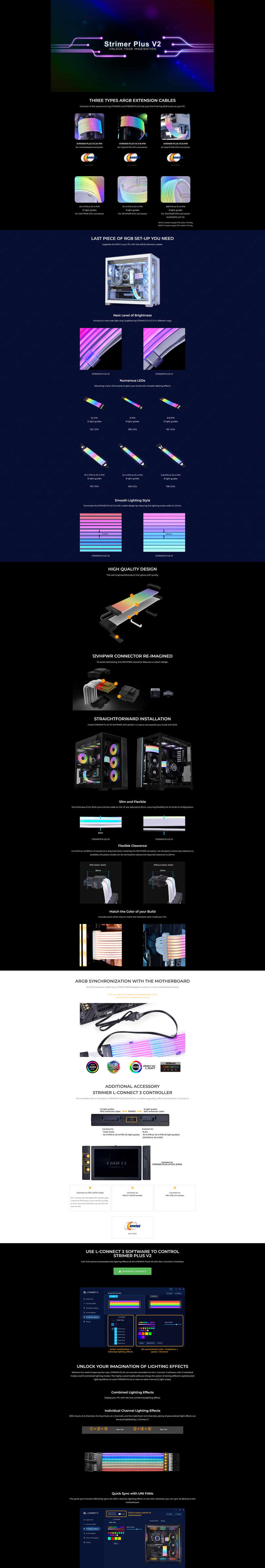 Lian Li 12+4pin to 3X8pin STRIMER PLUS Addressable RGB LED VGA ...