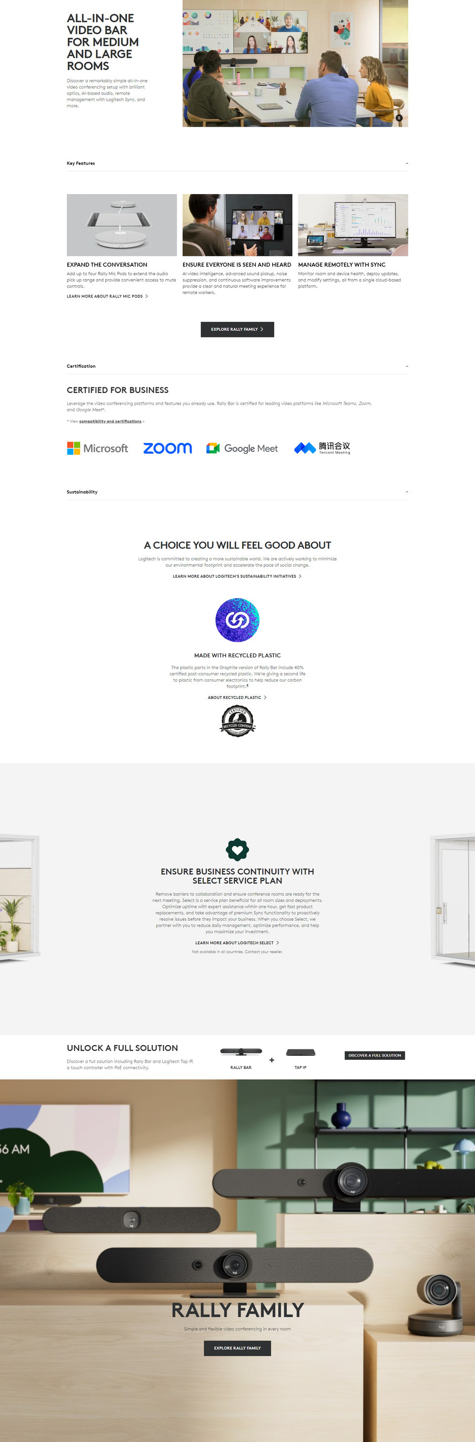 Logitech Rally Bar 4K Camera White | Computer Alliance