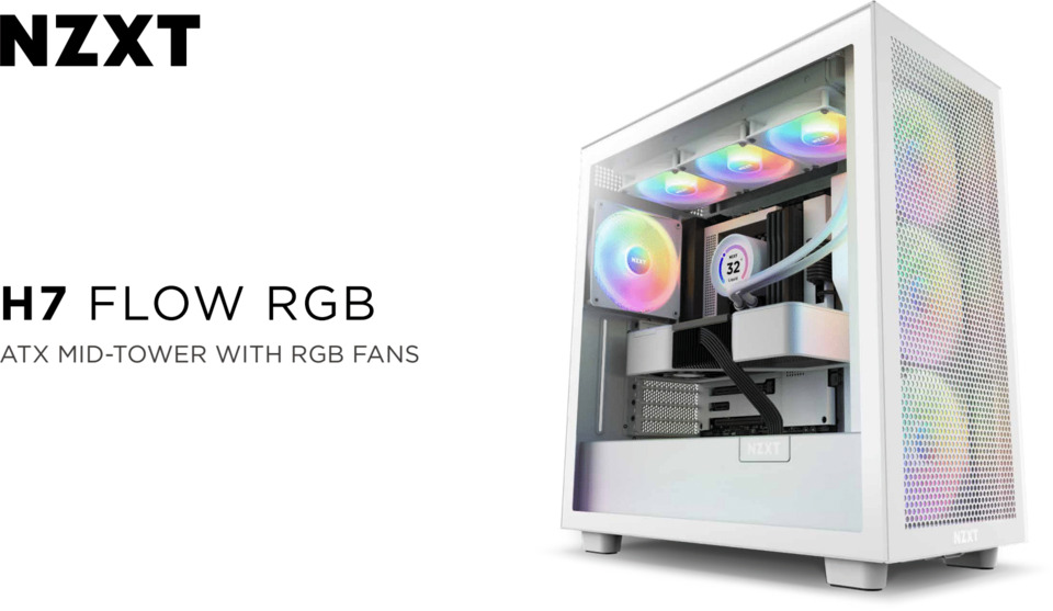 NZXT ATX H7 Flow RGB White ATX Case CM-H71FW-R1 | Computer Alliance