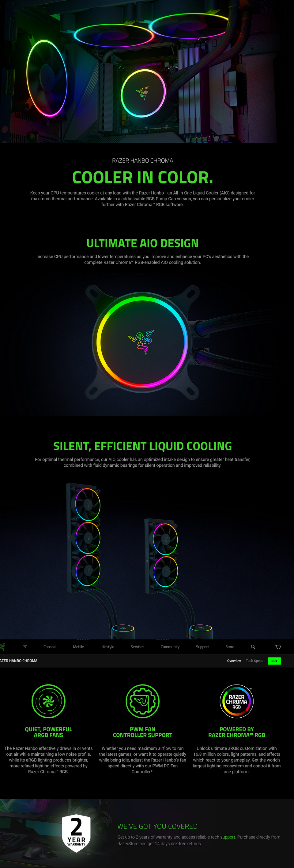 Razer Hanbo Chroma RGB 360mm AIO Liquid Cooler RC21-01770200-R3M1 | CA