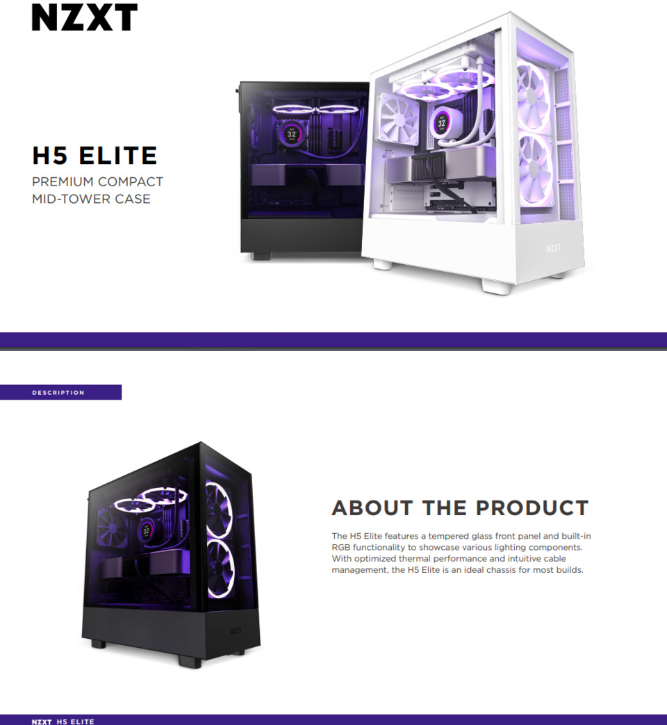 NZXT ATX H Series H5 Elite Edition All Black CC-H51EB-01 | CA