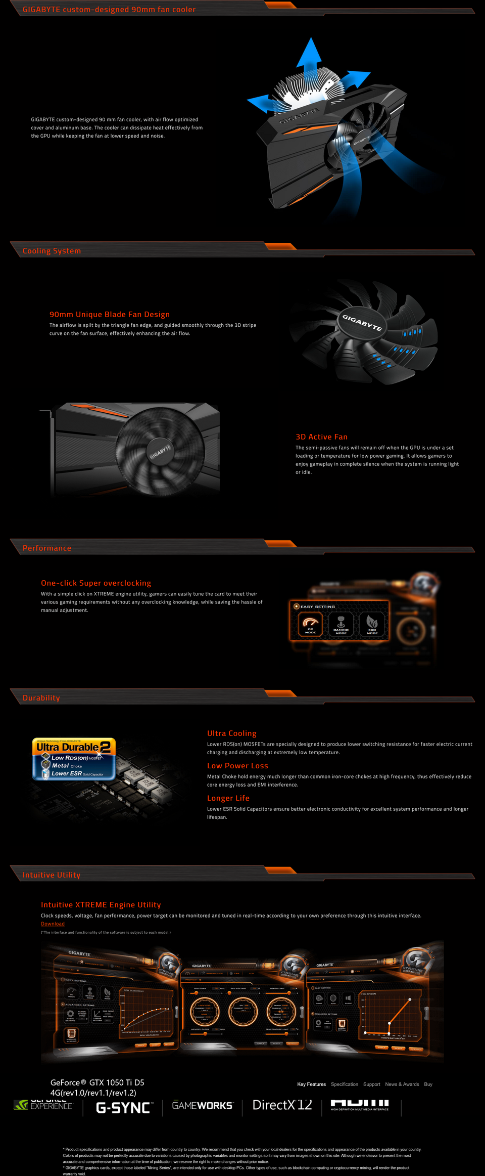 Gigabyte GTX1050Ti 4GB PCIe Graphics Card GV-N105TD5-4GD | CA