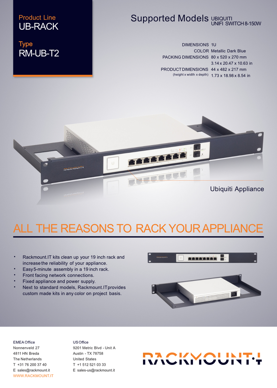 Rackmount Kit for Ubiquiti US-8-150W | Computer Alliance