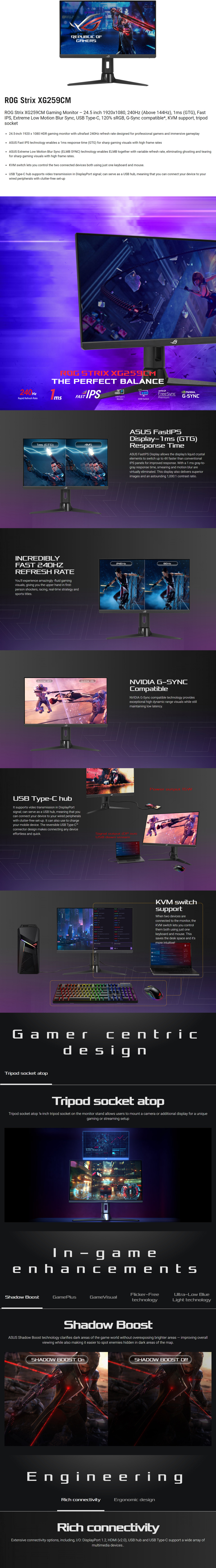 24.5" ASUS ROG XG259CM FHD IPS 240Hz with Height Adjust | CA