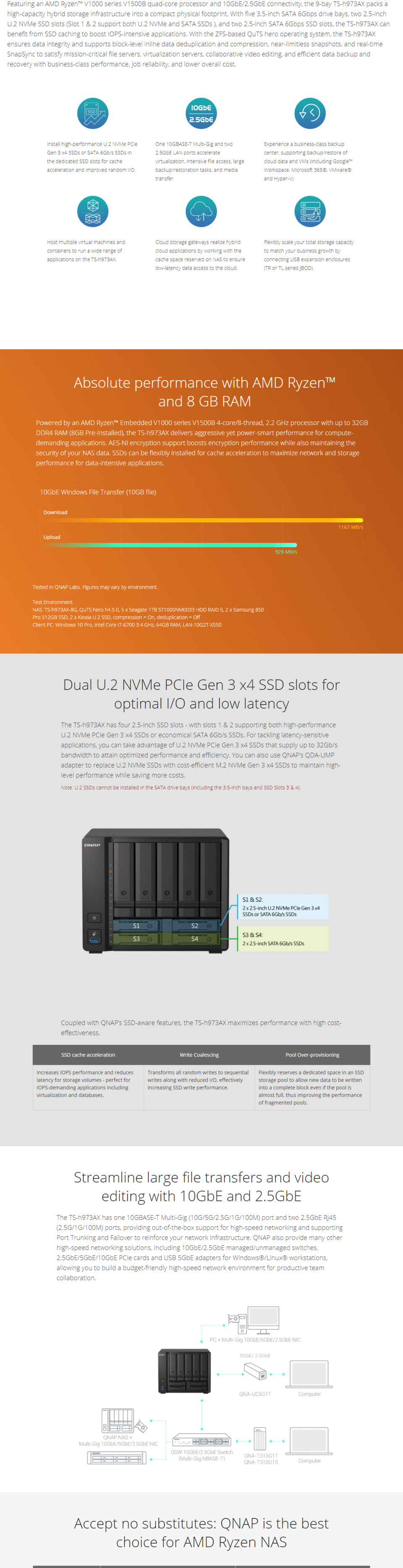 9 Bay QNAP TS-h973AX-8G 10 Gbe NAS Unit | Computer Alliance