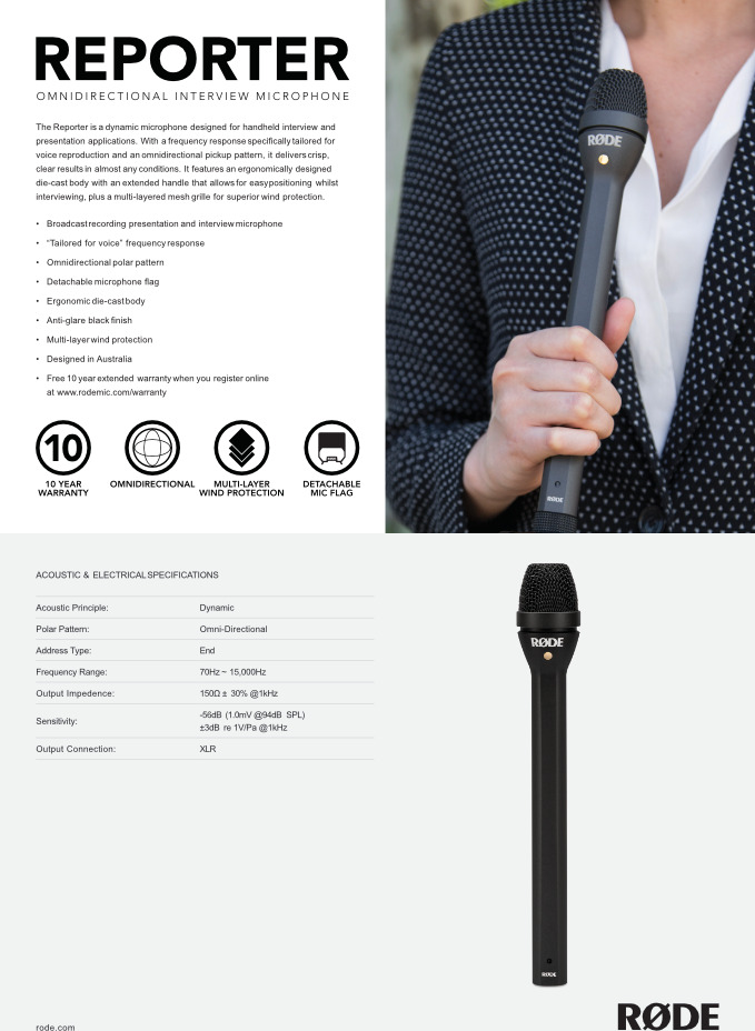 RODE Reporter Handheld Interview Microphone | Computer Alliance