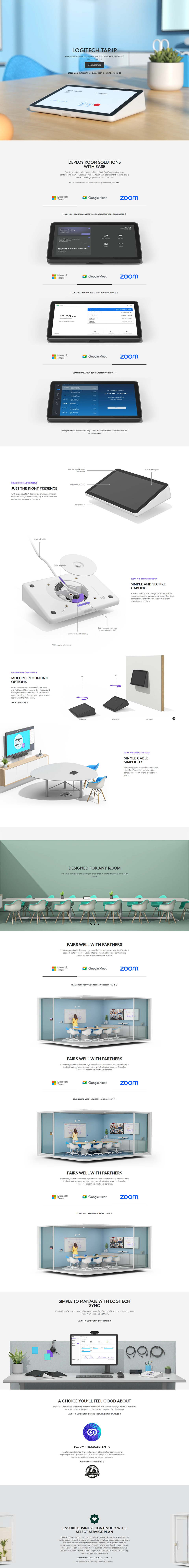 Logitech Tap IP Network Connected Touch Meeting Room Controller Off ...