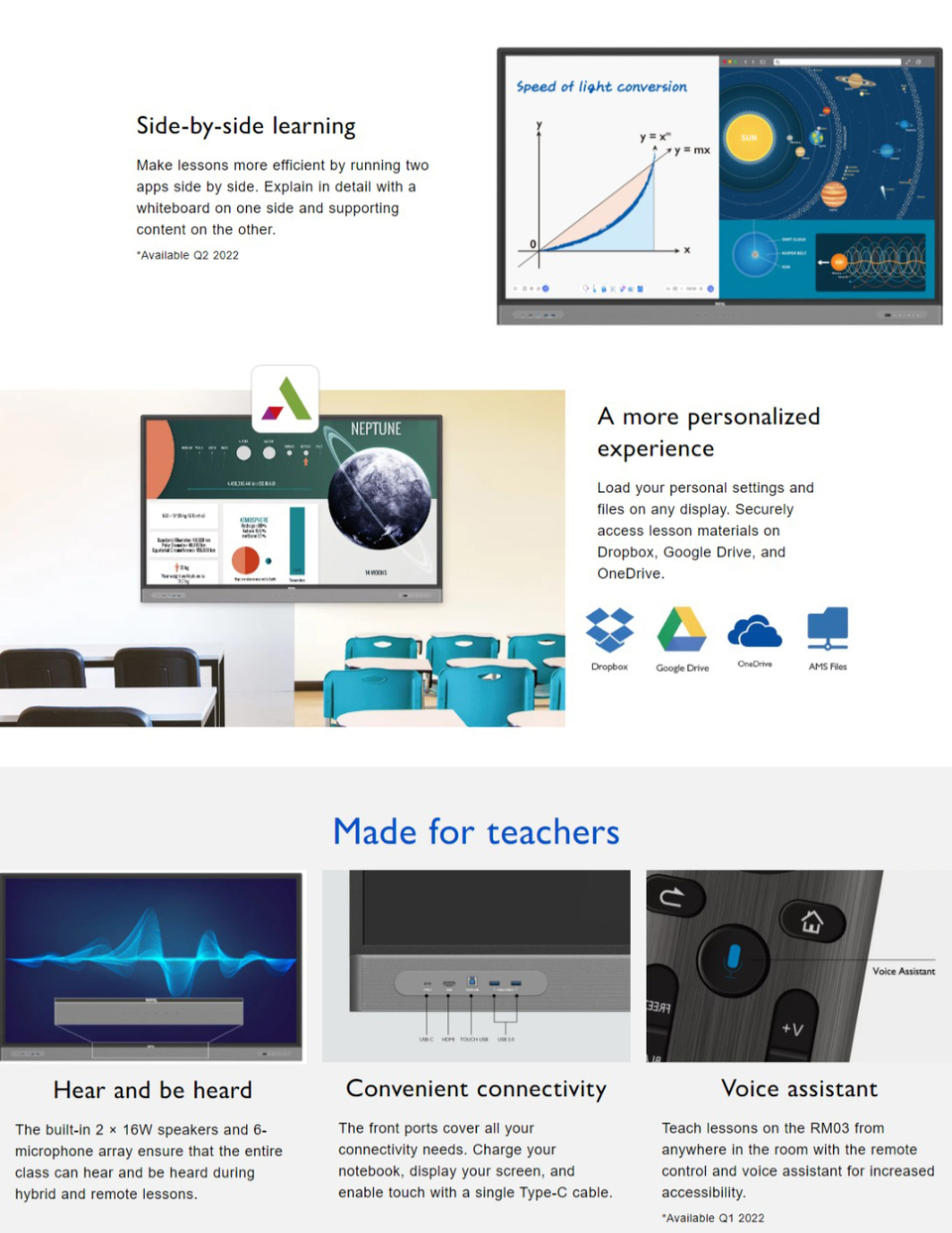 65" BenQ RM6503 4K Touch Interactive Flat Panel | Computer Alliance