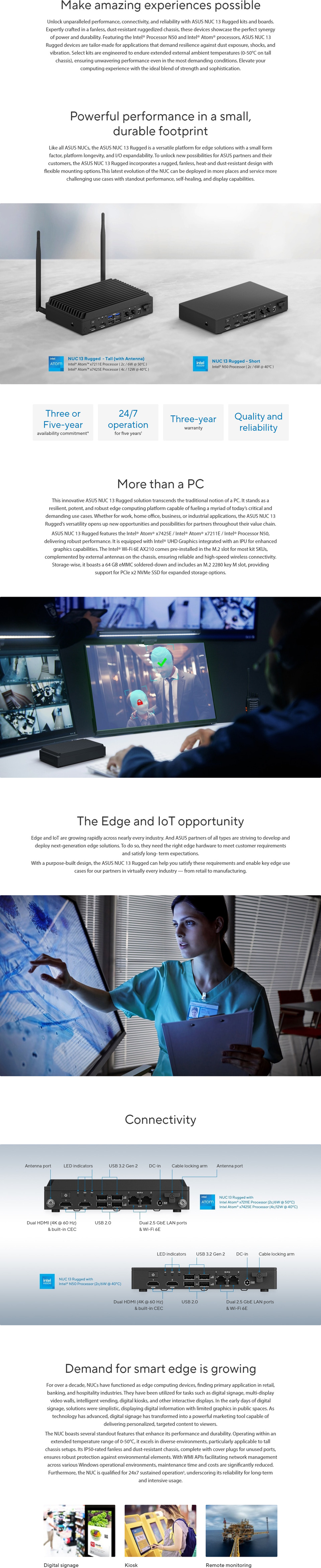 ASUS NUC 13 BNUC13BRFA20000 Atom X7211E Rugged-Tall Barebone Kit | CA
