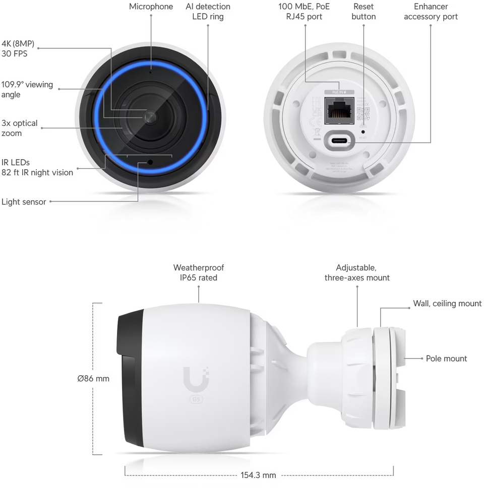 Ubiquiti UniFi Protect G5 Pro 4K Camera UVC-G5-PRO | Computer Alliance