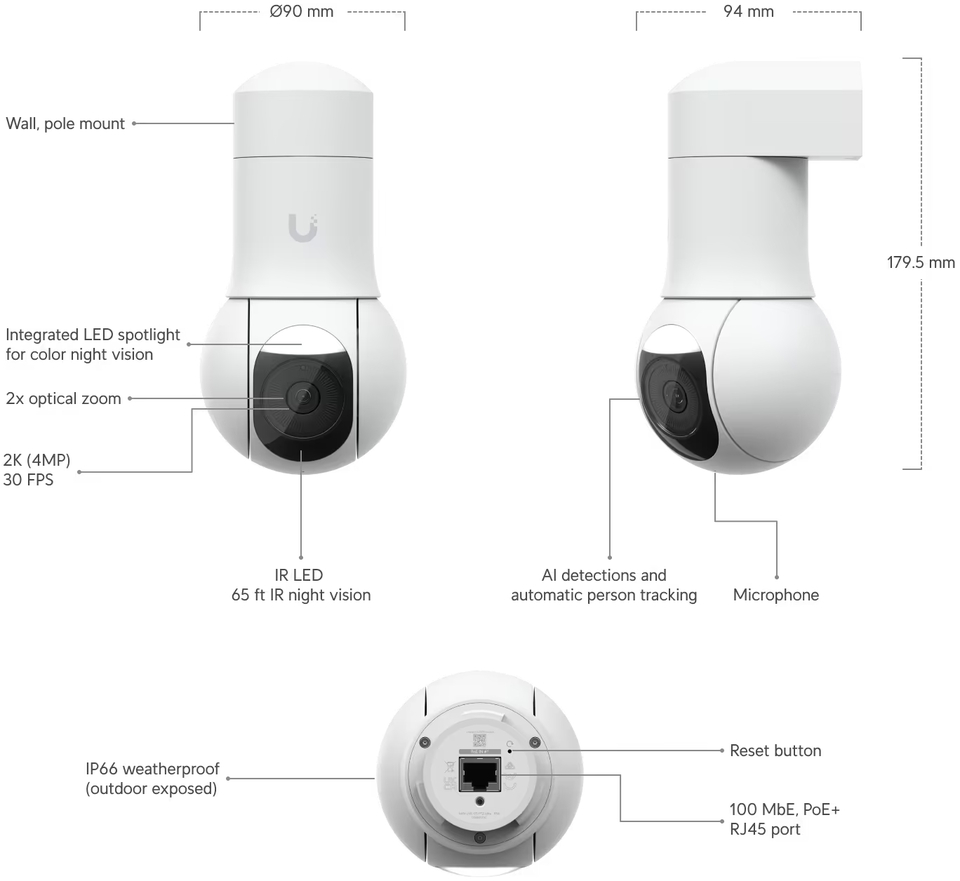 Ubiquiti UVC-G5-PTZ Unifi G5 PTZ All-Weather Network Camera | CA