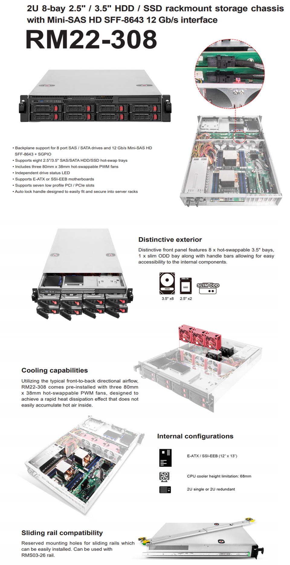 SilverStone RM22-308 2U 8bay SAS 12G rack case no PSU | Computer Alliance