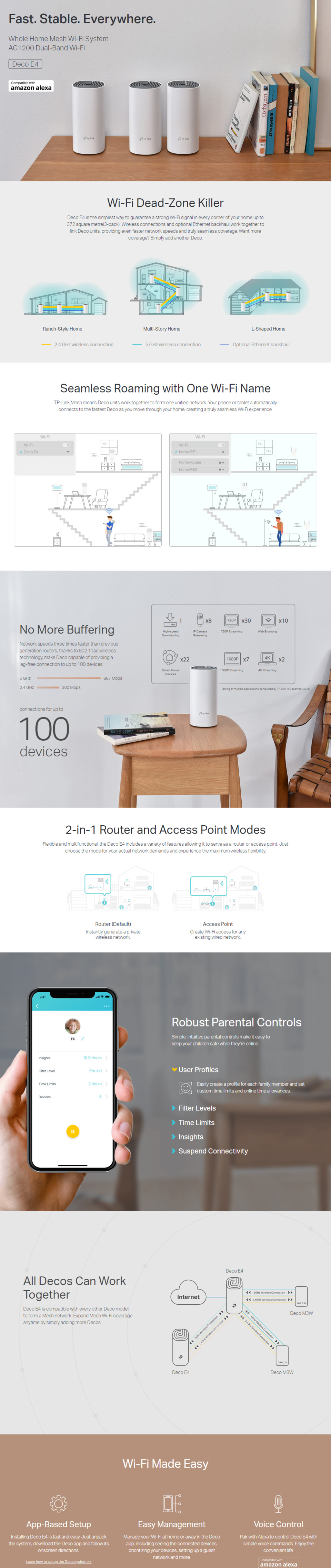 TP-Link Deco E4(3-pack) Whole-Home Mesh Wireless-AC1200 System | CA