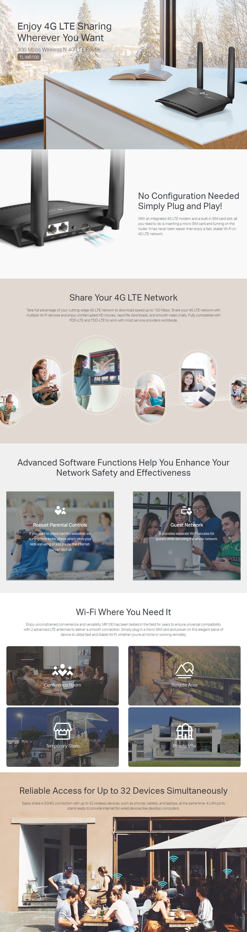 TP-Link TL-MR100 Wireless-N 4G LTE Router | Computer Alliance