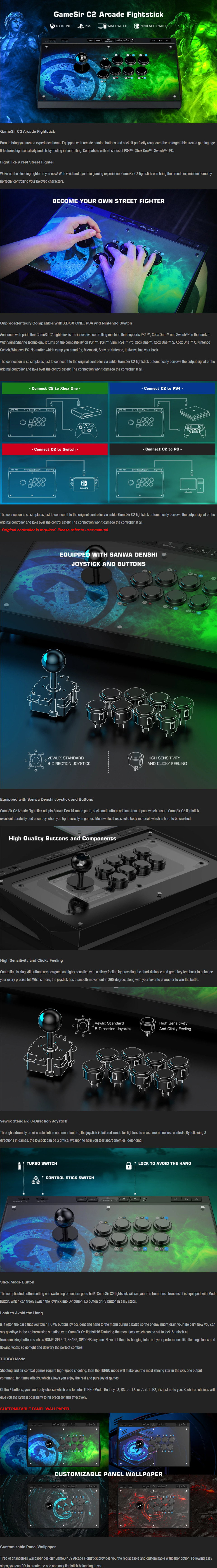 GameSir C2 Arcade Fightstick Joystick GAS-C2 | Computer Alliance