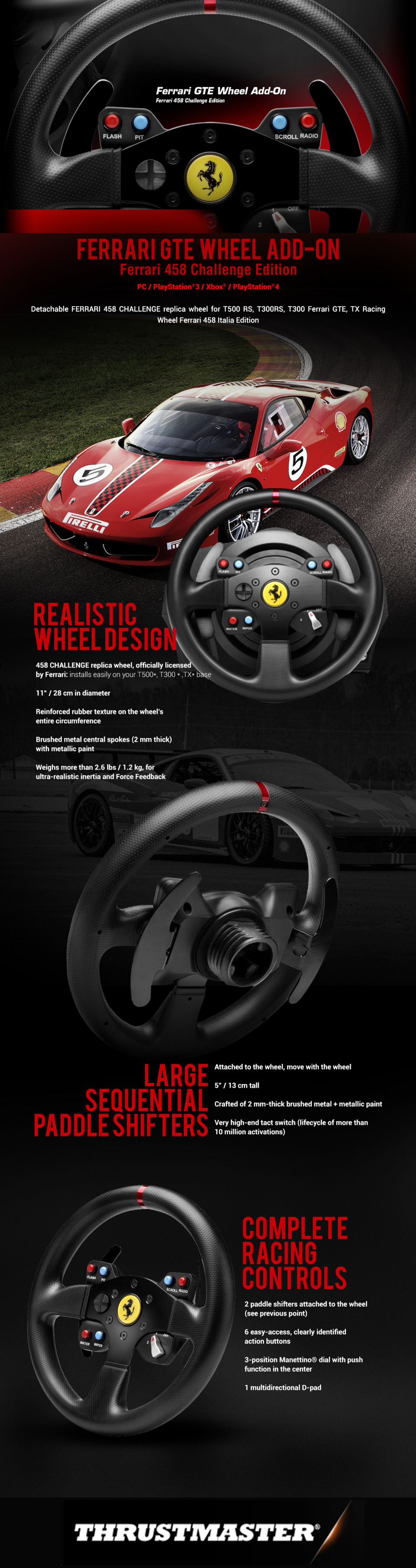 Thrustmaster 4060047 FERRARI GTE F458 Wheel Add-On | Computer Alliance