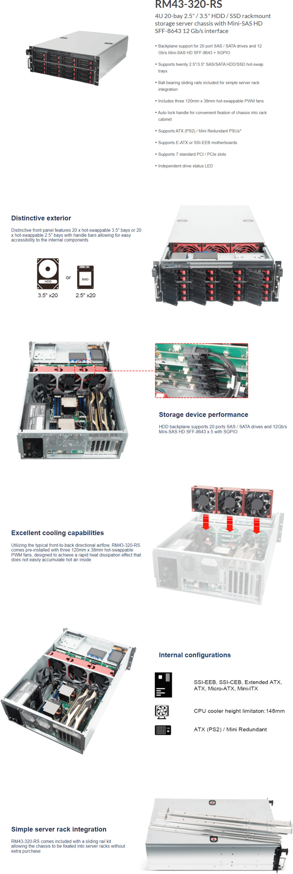 SilverStone RM43-320-RS 4U 20-bay Rackmount Case No PSU | CA