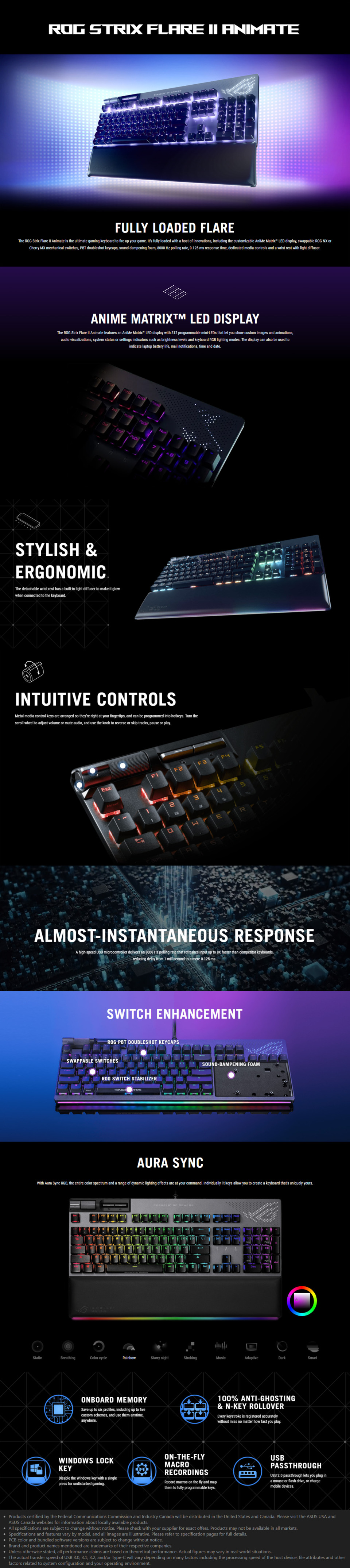 ASUS USB ROG STRIX FLARE II ANIMATE/NXRD Cherry RED RGB Mechanical ...