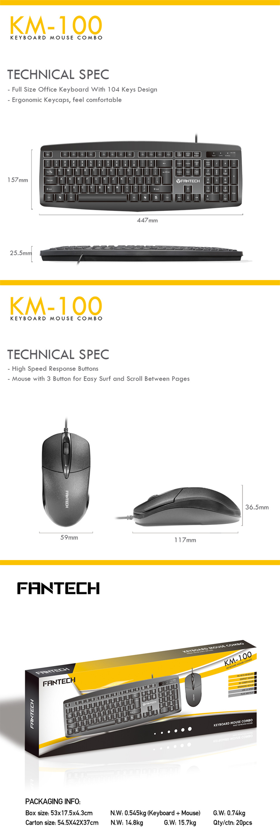 Fantech Office Wired Computer Keyboard + Mouse Combo | Computer Alliance