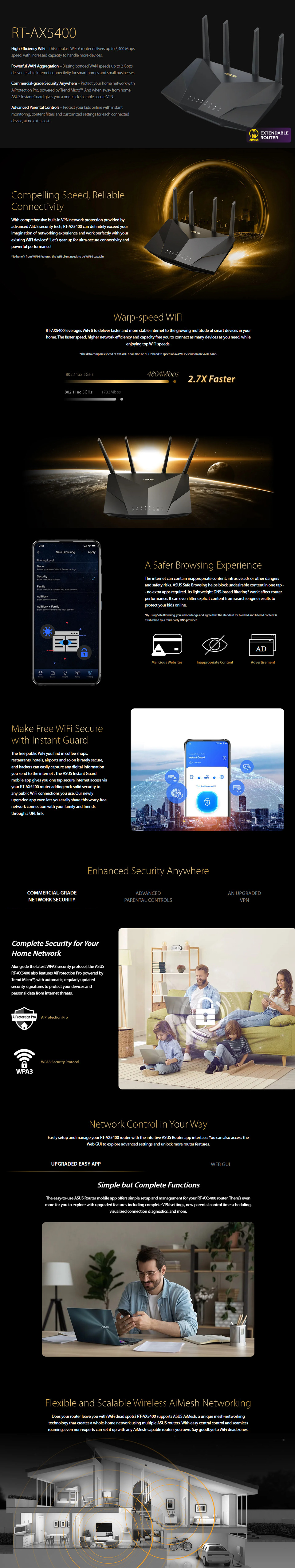 ASUS RT-AX5400 Wi-Fi 6 Dual Band Extendable Router | Computer Alliance