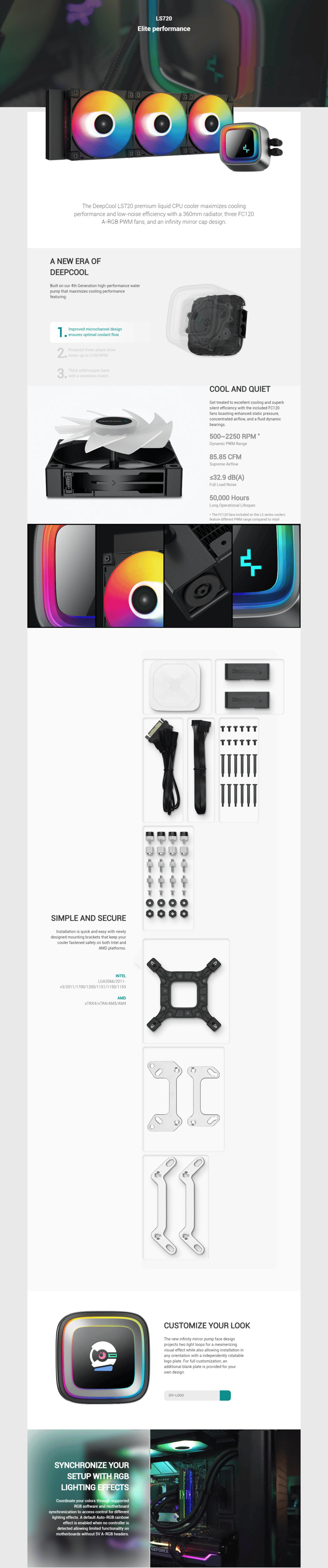 Deepcool LS720 360mm R-LS720-BKAMNT-G-1 Liquid Cooler | Computer Alliance