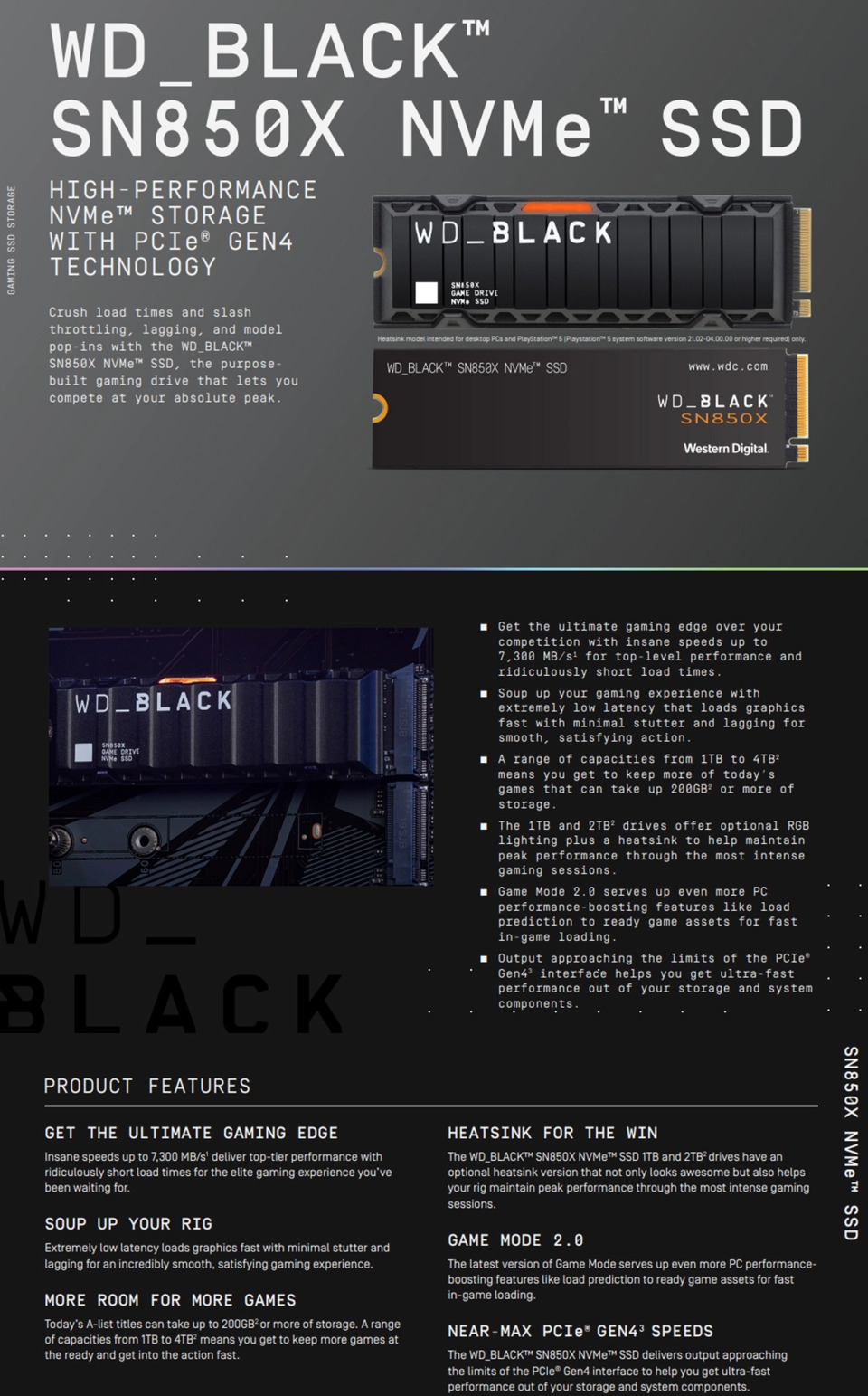 2TB WD Black SN850X M.2 2280 NVMe PCIe 4.0 SSD WDS200T2X0E | CA