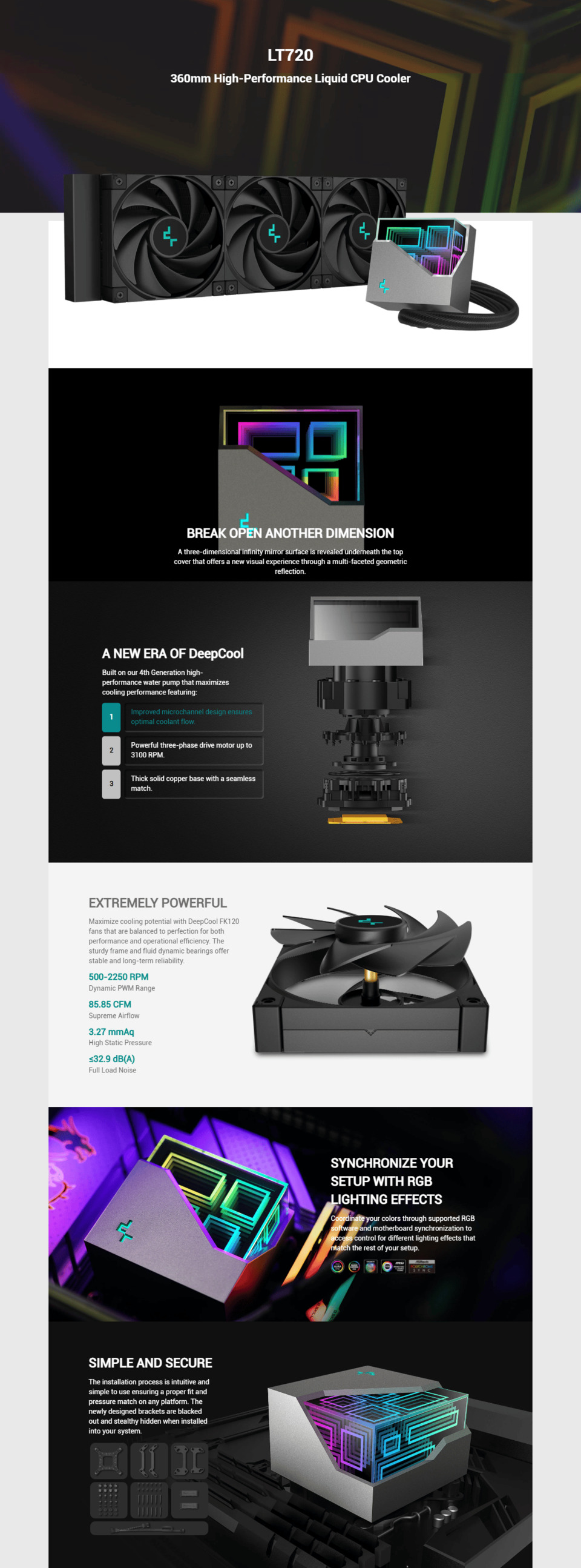 DeepCool LT720 360mm R-LT720-BKAMNF-G-1 Liquid Cooler | Computer Alliance