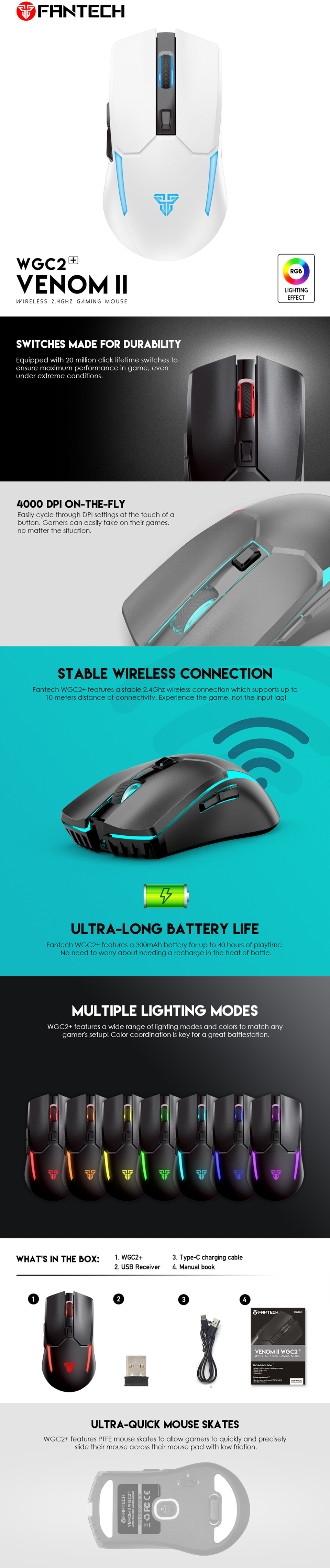 Fantech Venom II WGC2-White Wireless Gaming Mouse | Computer Alliance