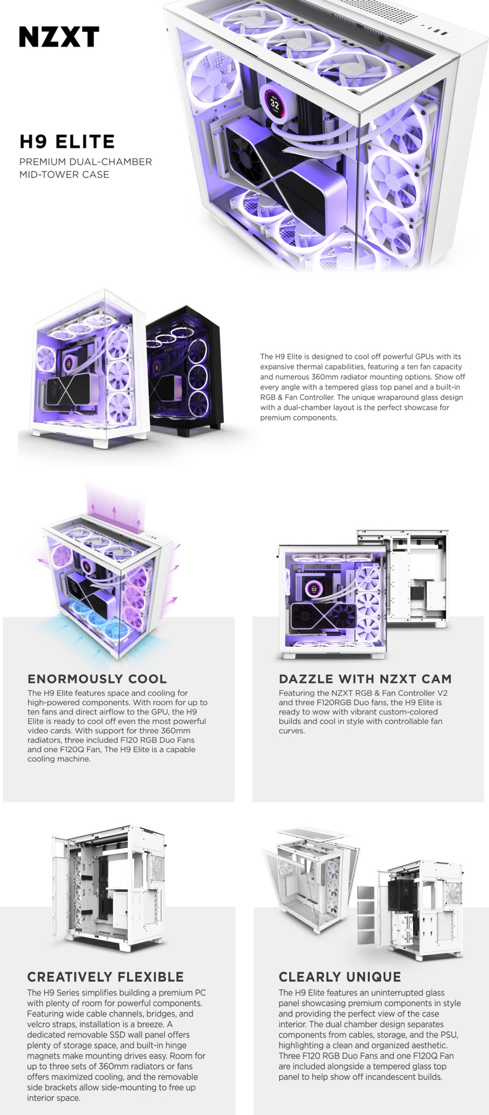 NZXT ATX H9 ELITE Case White CM-H91EW-01 | Computer Alliance