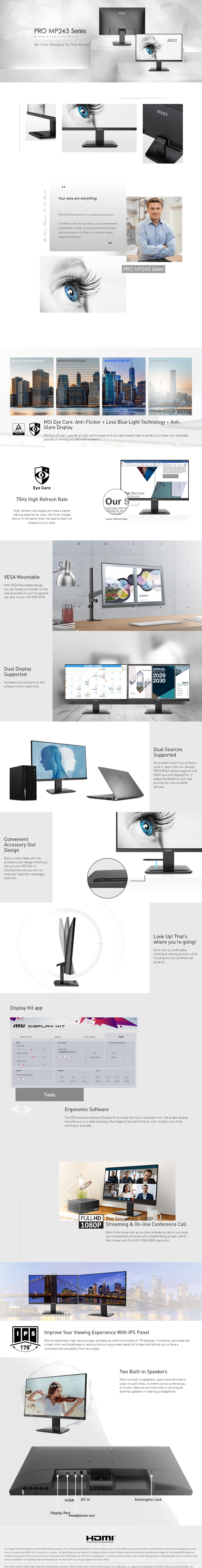 24" MSI PRO MP243 FHD IPS Monitor with Speakers - | Computer Alliance