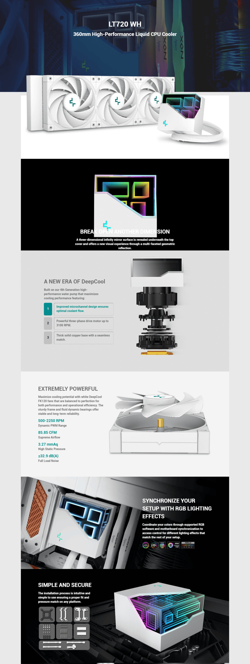 DeepCool LT720 360mmR-LT720-WHAMNF-G-1 White Liquid Cooler | CA