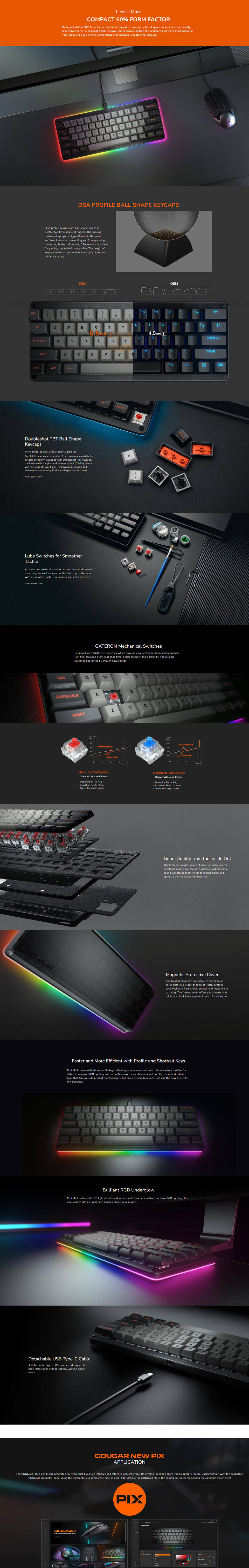 Cougar PURI MINI Linear-Red Mechanical Gaming Keyboard Black | CA