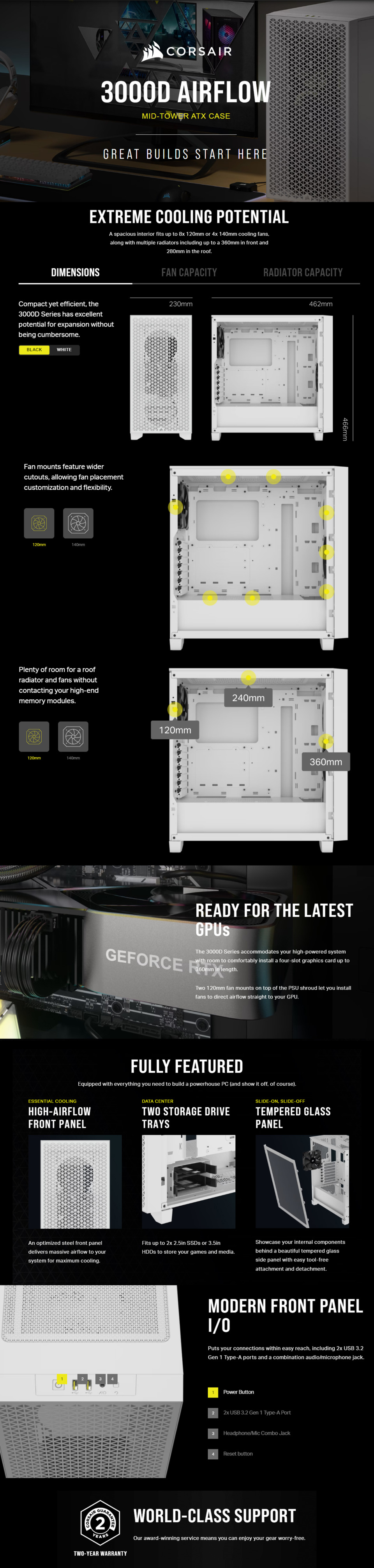 Corsair 3000D Airflow White Mid Tower ATX Case CC-9011252-WW | CA