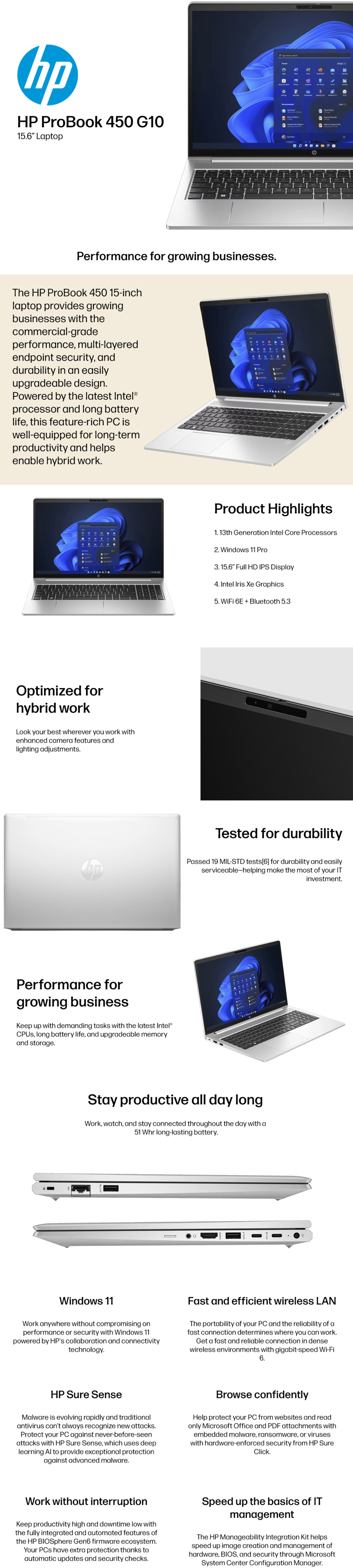 HP Probook 450 G10 15.6" Core i5 Laptop Win 11 Pro | CA