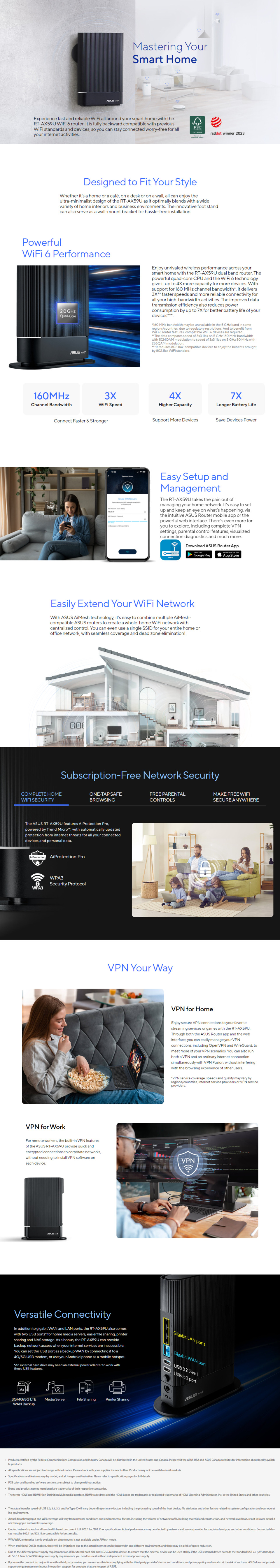 ASUS RT-AX59U AX4200 Wi-Fi 6 Dual Band Router | Computer Alliance