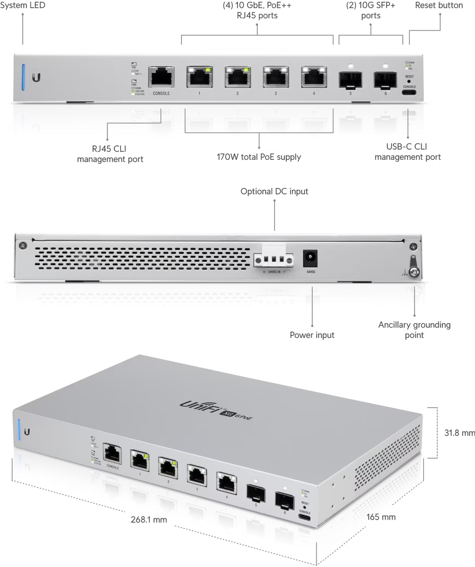 6-Port Ubiquiti US-XG-6POE Layer 3 PoE Switch with 10GbE | CA