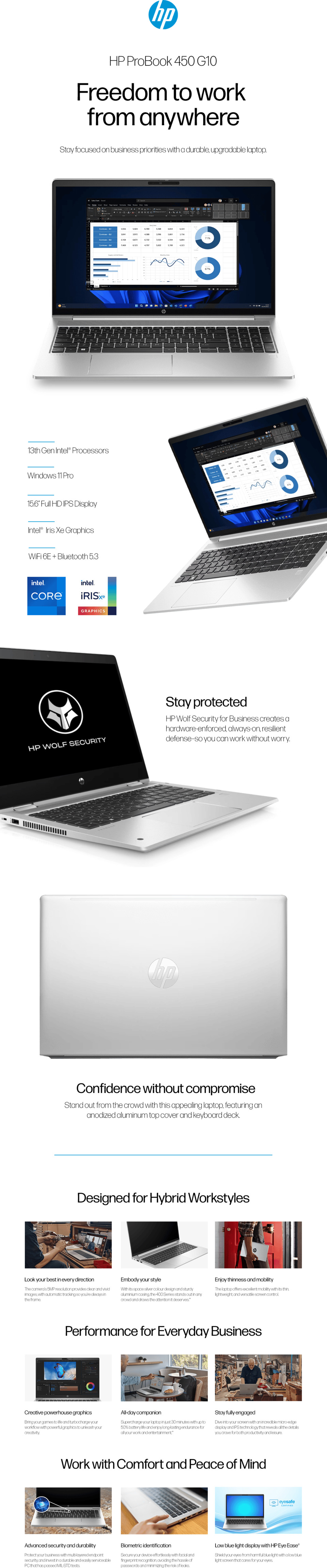 HP Probook 450 G10 15.6" Core i7 4G LTE Touch Laptop Win 11 Pro 9E954PT ...