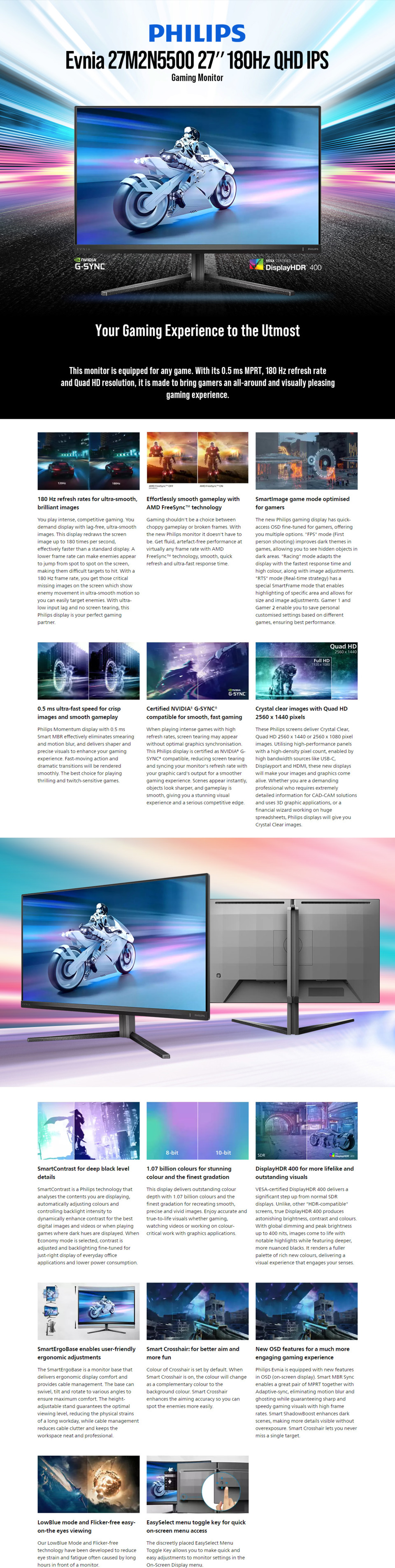 27" Philips Evnia 27M2N5500 180hz QHD Fast IPS Monitor | CA
