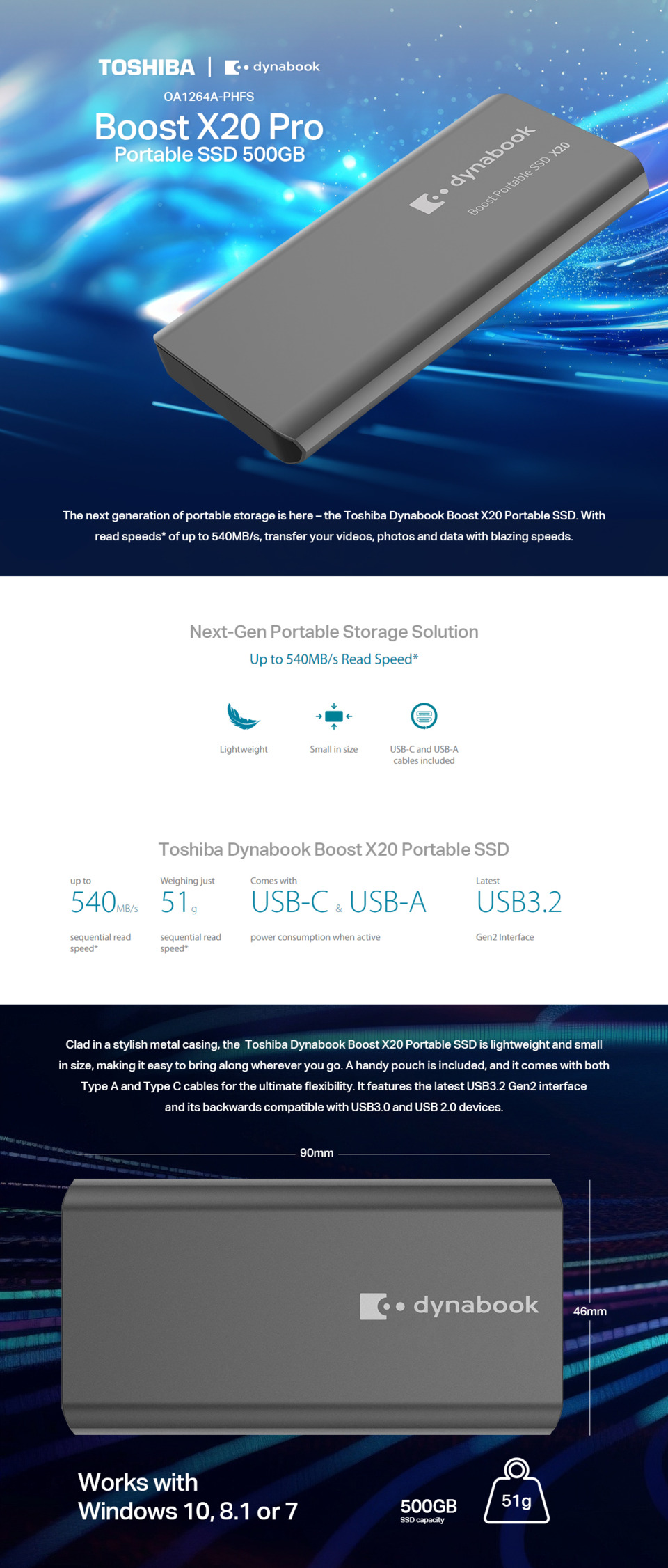 500GB Dynabook Boost X20 Pro Portable SSD | Computer Alliance