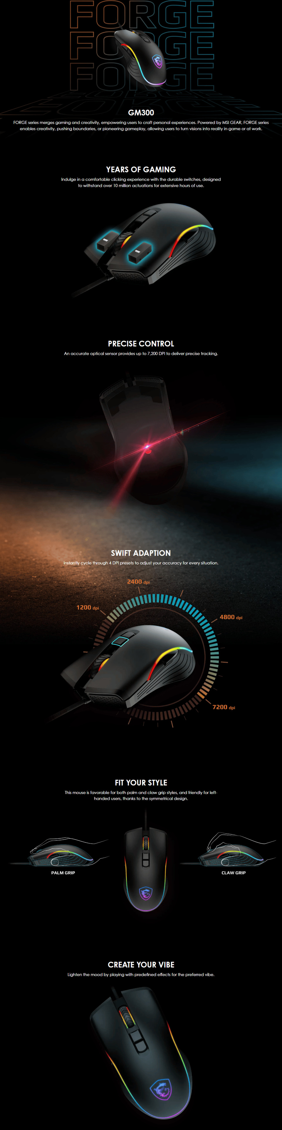 MSI FORGE GM300 Wired Gaming Mouse | Computer Alliance